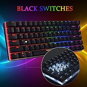LexonElec AK33 RGB Mechanical Gaming Keyboard,82 Keys Mini Compact Computer Keyboard,20 LED Backlit Black Switch Waterproof Ergonomic Keyboard for PC Laptop Mac,Xbox,PS4,PS5(Black RGB)
