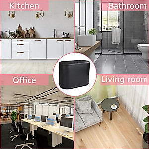 CYEAH Slim Bathroom Trash Can with Press Top Lid, 3.2 Gallon/12 Liter Bathroom Garbage Can, Black Small Trash Can with Lid for Bathroom, Kitchen, Living Room, Office and Narrow Spaces