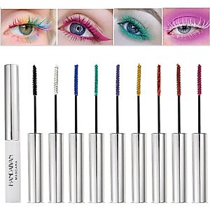BONNIE CHOICE 9 Colors Colored Mascara Set for Eyelashes, Red Pink Purple Blue White Black Colorful Waterproof Mascara Charming Long Lasting Voluminous Mascara Eye Makeup Mother's Day Gifts for Women