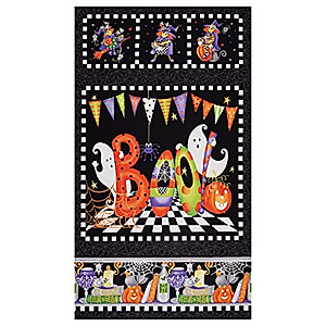 Henry Glass Glow in The Dark Boo! Boo Banner 24" Panel Multi, Fabric by The Yard