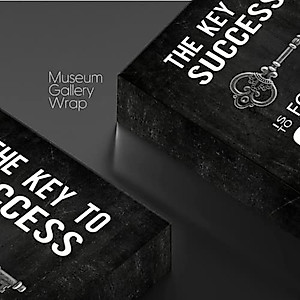 Inspirational Framed Office Canvas Wall Art Motivational Quote The Key to Success Is to Focus on Goals Not Obstacles Artwork Wall Pictures HD Print for Living Room Bedroom Easy to Hang 12 x 15 inch