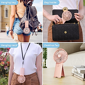 udodik Portable Hand Held Fan-Handheld Personal Fan Rechargeable with 4 Speeds,Super Quiet,16 Hours of Use-Perfect for Airplane Beach Travel,Office,Gifts for Women-Pink……