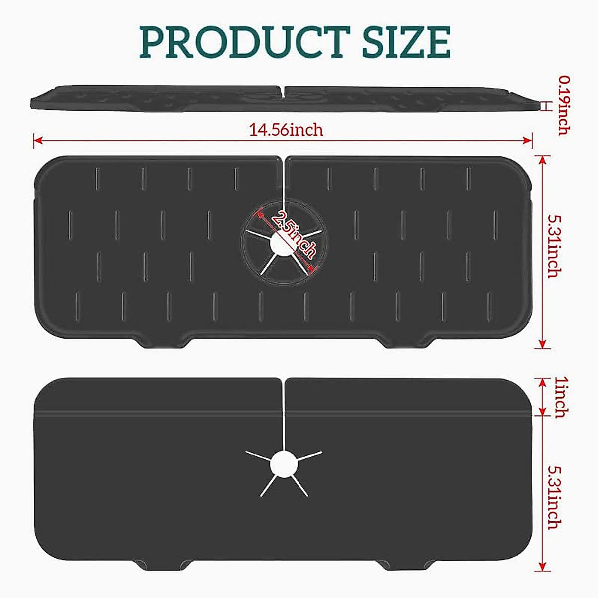 Zenc Kitchen Sink Mat, Silicone Sink Mat, Water Mat, Sink Mat (Grey)