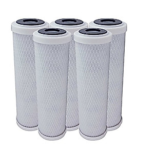 American Water Solutions 5 Pack Replacement Activated Carbon Block Filter - Universal 10 inch Filter for GE GX1S01R Single Stage System