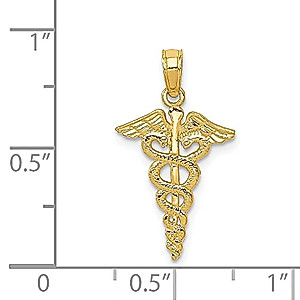 IceCarats 14K Yellow Gold Nurse Caduceus Paramedic Emt Doctor Medical Student Nursing Symbol Necklace Charm Pendant 23mm x 12.5mm Only