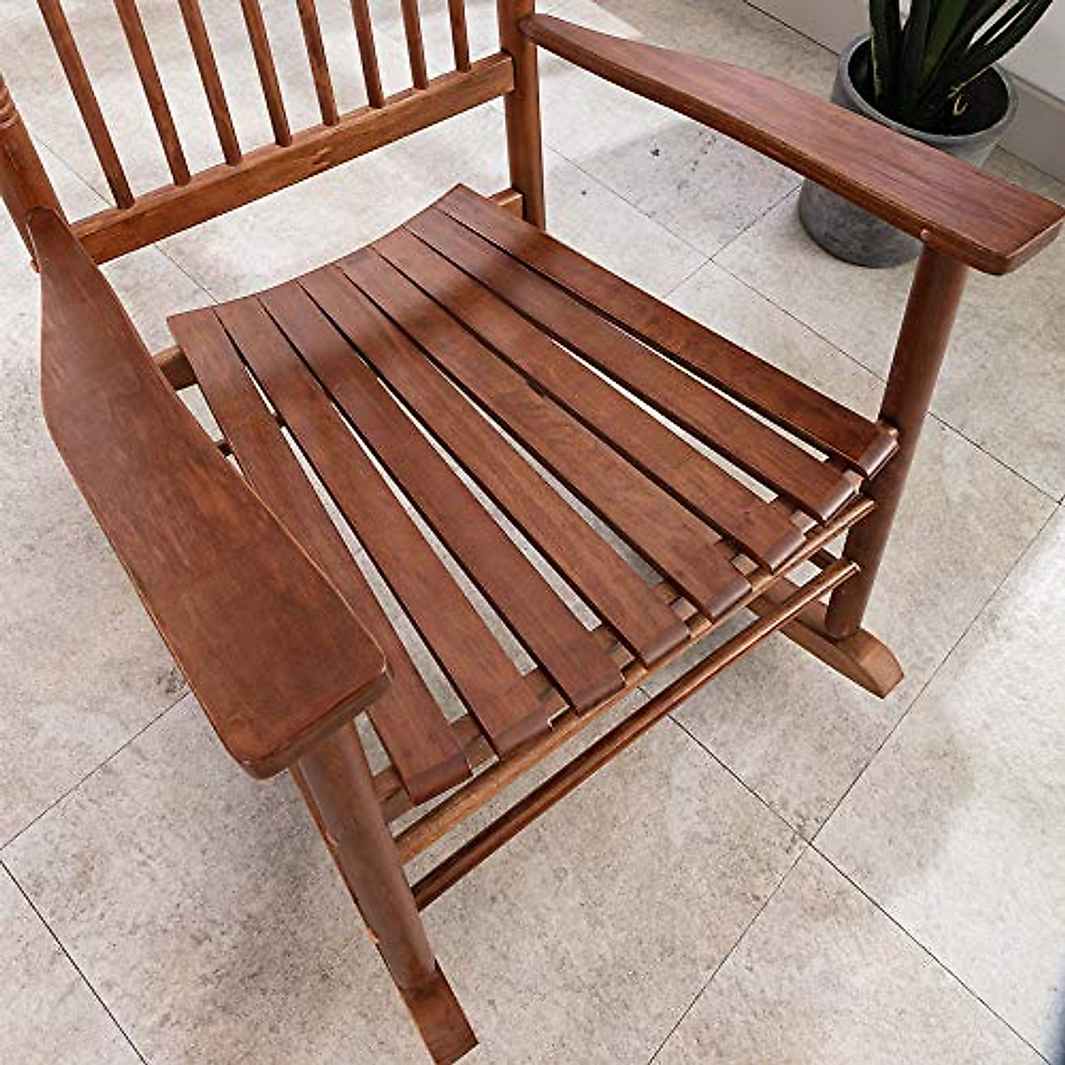 BplusZ Wooden Rocking Chair Outdoor Patio Porch Rocker Furniture Bedroom Living Room Indoor Adults Brown