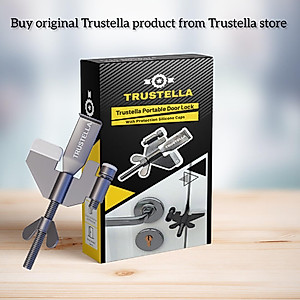 Original Trustella Heavy-Duty Portable Door Lock - Premium Stainless Steel for Enhanced Safety - Ideal for Travel, Home, Hotels, Apartments - Adjustable, Easy Install with Silicone Protector Caps