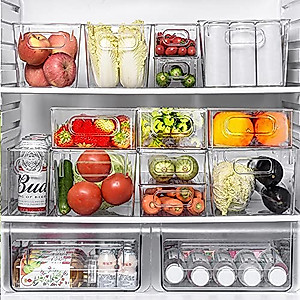 Refrigerator Organizer Bins with Lid, 8 Pack Plastic Freezer Organizer Bins for Freezer, Kitchen, Cabinets - Clear Pantry Organization and Storage Bins Fridge Organizers by GOLIYEAN (8 Pack)