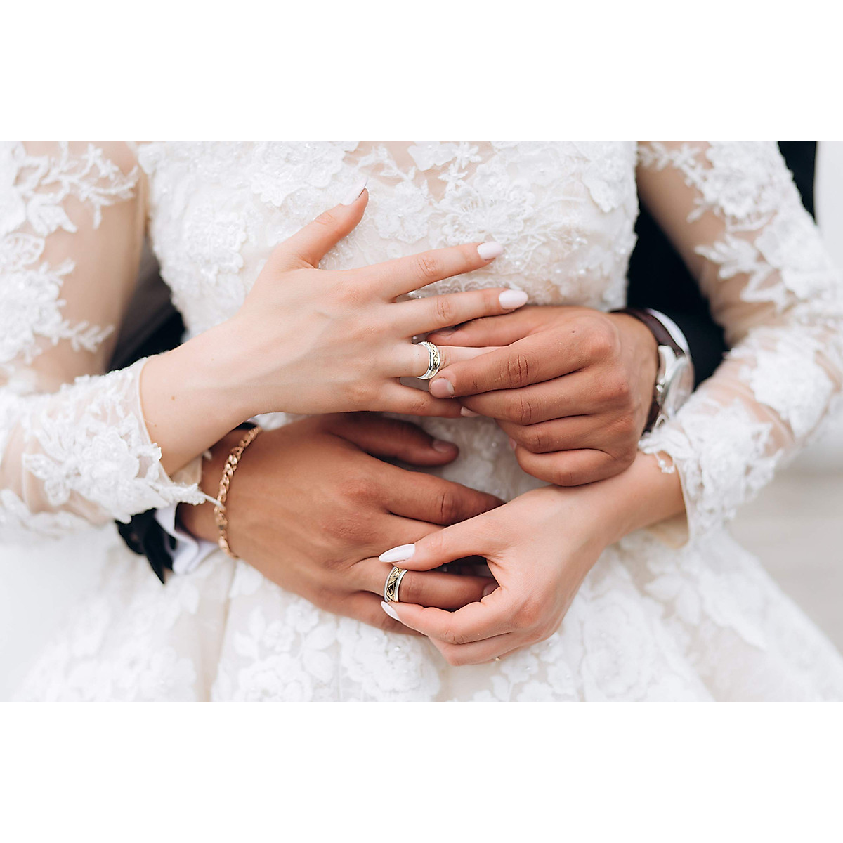 Alain Raphael two-tone sterling silver & 10K yellow gold 6 millimeters & 8 millimeters wide wedding band set him and her