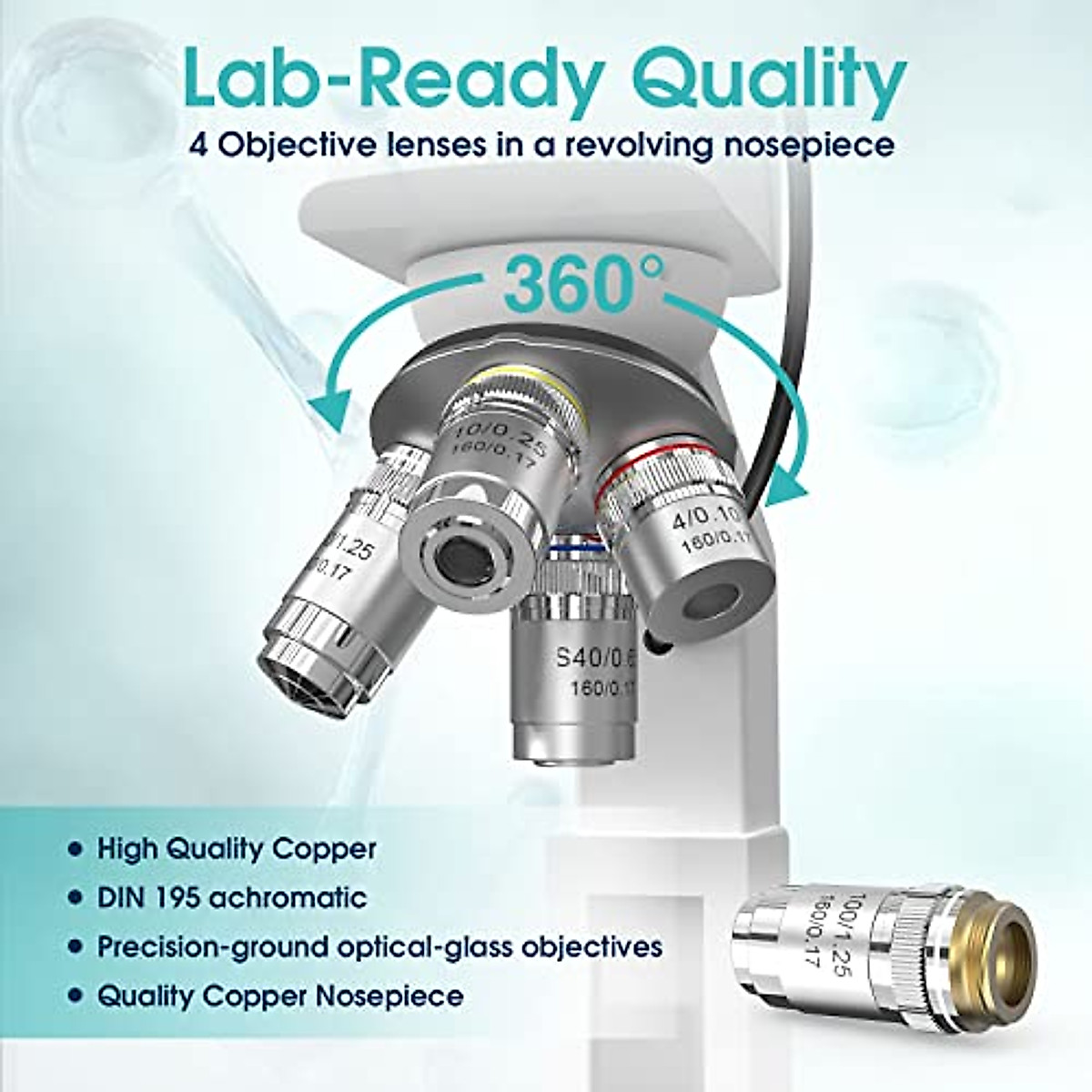Microscope for Adults with 40X-2500X Magnification,Dual-View Lab Compound Monocular Microscopes with Adjustable Thermostat Mechanical Stage, WF10X/25X Eyepiece, 7'' LCD Screen, Built in 5MP Camera