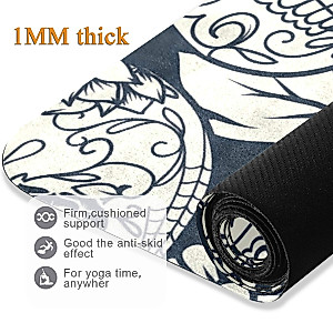 Qilmy Sugar Skull Yoga Mat Non-Slip Foldable Sweat Absorbent Travel Yoga Mat with Carrying Bag for Yoga, Pilates, Exercise, Workout, Bikram and Hot Yoga 71 x 26 Inch