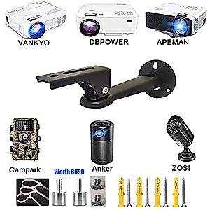 2-Be-Best Mini Projector Wall Mount Angle Adjustable Projector Mount Length 7.87 in / 20 cm Thread 1/4" M4 M6 Rotation 360° as Projectors CCTV DVR Cameras Camcorder Mount for Office School Home Black