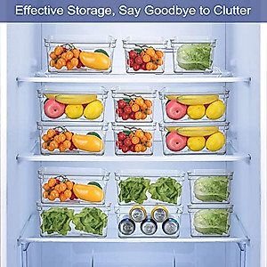 8 Pcs Clear Plastic Storage Bins with Lids Fridge Organizers Kitchen Stackable Clear Containers for Organizing Pantry Storage Bins for Refrigerator Bedroom Bathroom Office