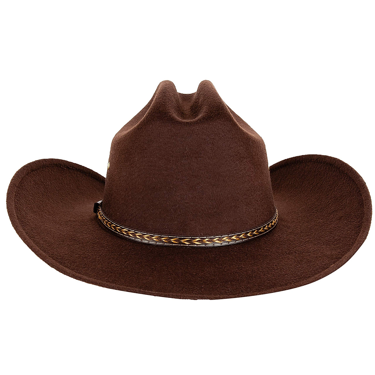 Queue Essentials Western Style Pinch Front Straw Canvas Cowboy Cowgirl Straw Hat (Felt Brown, LXL)