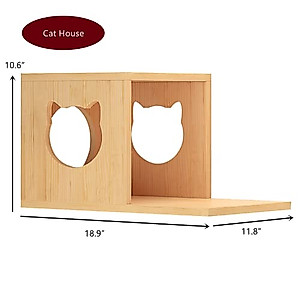 SHENGOCASE Solid Wood Wall Mounted Carpet-Covered Cat Shelves, Cat Wall Furnitures, Floating Shelves, Cat Wall Scratching Post, Cat Steps, Cat Stairs, Cat Perch