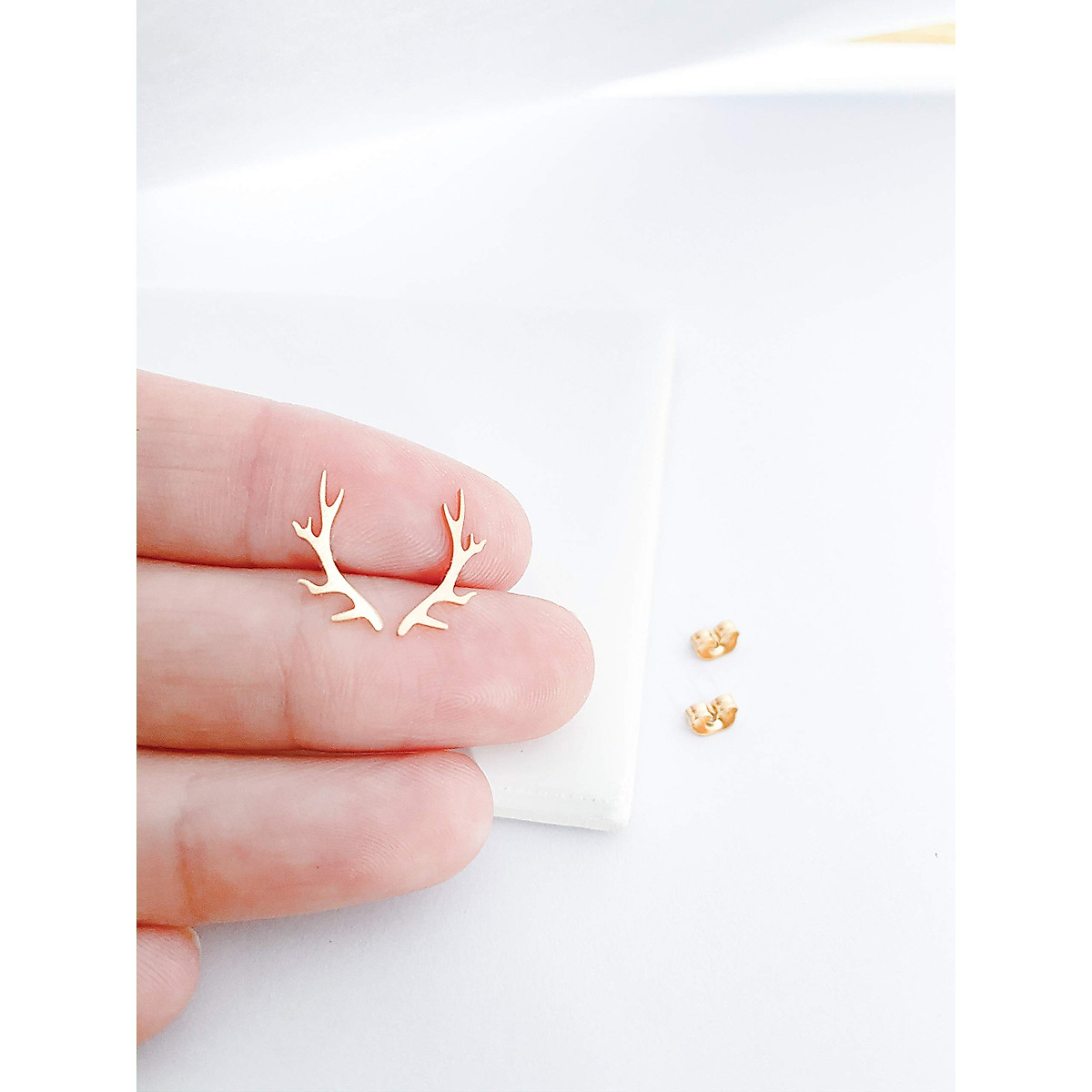 Altitude Boutique Deer Antler Earrings For Women | Tree Branch Crawler Stud Earrings | Outdoor Earring Cuffs Animal Earrings (Silver)