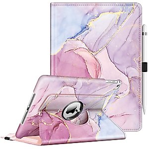 Fintie Rotating Case for iPad 6th / 5th Generation (2018 2017 Model, 9.7 inch), iPad Air 2 (9.7 Inch), iPad Air 1 (9.7 Inch) - 360 Degree Rotating Protective Stand Cover Auto Sleep, Glittering Marble
