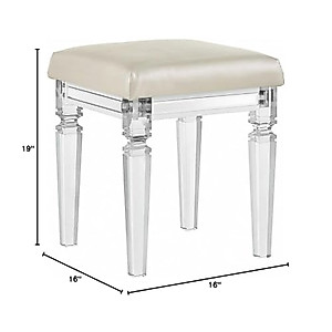 Picket House Furnishings Charlotte Vanity Stool with Acrylic Leg