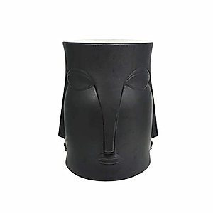 XARONF Matte Black Ceramic Drum Stool with Four Faces, Creative Mask Porcelain Stool, Shoe-Changing Dressing Stool, Suitable for Balconies and Open-air Gardens.