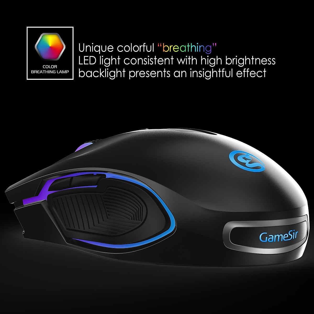 GameSir GM100 Gaming Mouse Wired Ergonomic Game USB Computer Mice RGB Gamer 6 Buttons Desktop Laptop PC Gaming Mouse