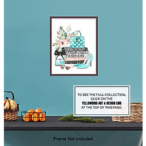 Blue High Fashion Wall Art - Designer Handbag, Purses, Shoes, Perfume - Glam Wall Decor - Luxury Gift for Women - Cute Bathroom decoration Teens Room, Girl Bedroom - Boho-chic Shabby chic Poster