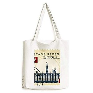 London Parliament Stamp England Britain UK Tote Canvas Bag Shopping Satchel Casual Handbag