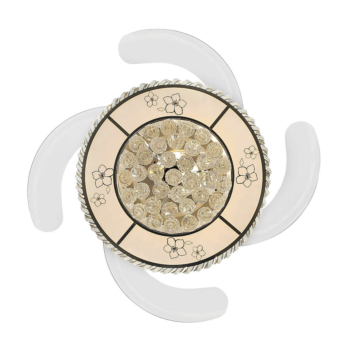 36inch 42inch Chandelier Ceiling Fan LED Crystal Retractable Invisible Ceiling Fan Light Dimmable 3 Speeds&3 Color Lights w/Remote for Bedroom Dining Room Living Room Hotel Restaurant (Gold, 42inch)