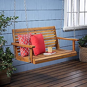 Viola Outdoor Aacia Wood Porch Swing, Teak