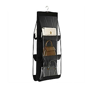 SXNBH 6 Pockets Foldable Hanging Bag Shoe Organizer Wardrobe Closet Multi Layers Folding Shelf Bag Handbag Door Pocket Hanger Pouch (Color : E)