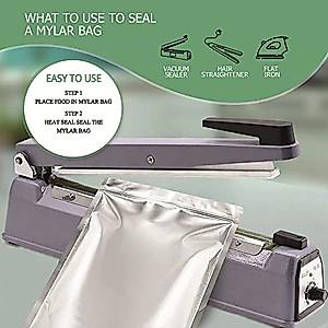 NEWAYLIFE 100 Quart Mylar Bags and 1/2 Pint Mylar Bags for Food Storage, Stand-Up Zipper pouches for Long Term Food Storage, Resealable and Heat Sealable. Mylar bags 4x6