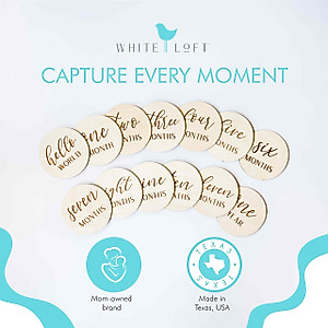 Baby Milestone Signs – Handcrafted Wooden Baby Milestones to Photoshoot Baby's First Year of Life, Set of 13 (Includes Hello World Newborn Sign, 1 Year and all Months Between)