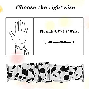MONOBLANKS Scrunchie Elastic Watch Band Compatible with Apple Watch Band 38mm/40mm/41mm 42mm/44mm/45mm,Thick Elastic Band Replacement for iWatch Series 7/SE/6/5/4/3/2/1(Cow, 38MM/40MM/41MM)