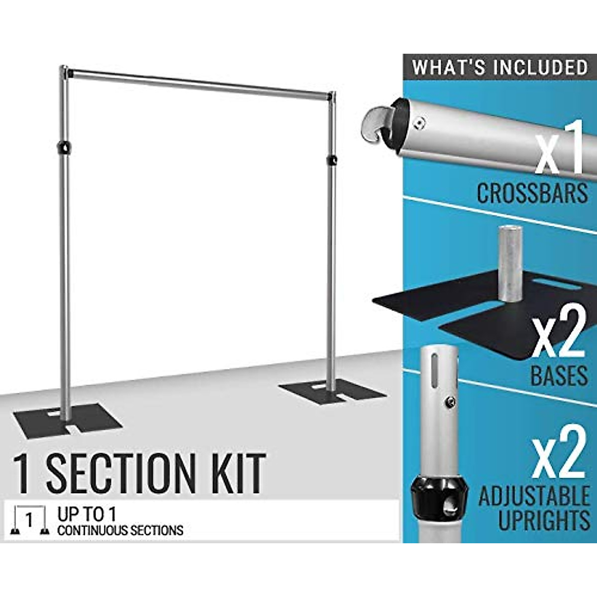 Pipe and Drape Backdrop Kit (6-10' Tall x 6-10' Wide Adjustable)
