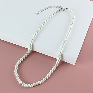 6mm Simulated Glass Pearl Necklace 16inch Strand Pearl Jewelry