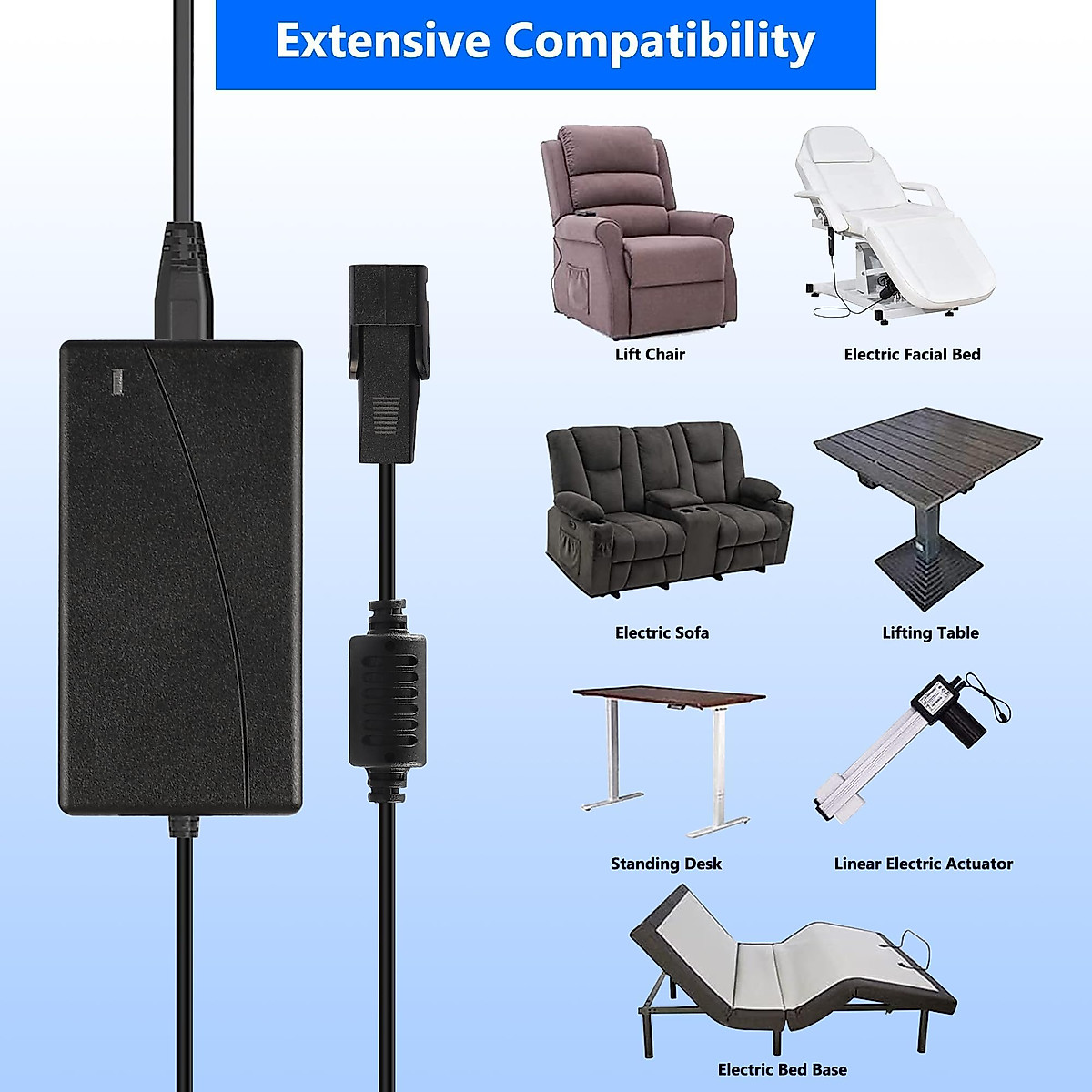 BXIZXD 11.5FT Recliner Power Supply and 6.6 Feet Extension Power Cord