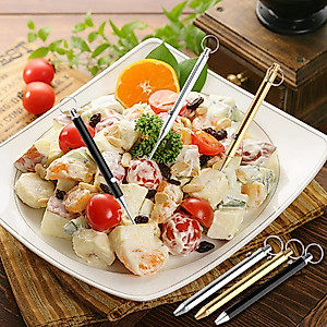 Geilihome 3PCS Portable Titanium Spring Toothpicks Metal Pocket Push-pull Toothpick Key Pendant for Outdoor Picnic Camping