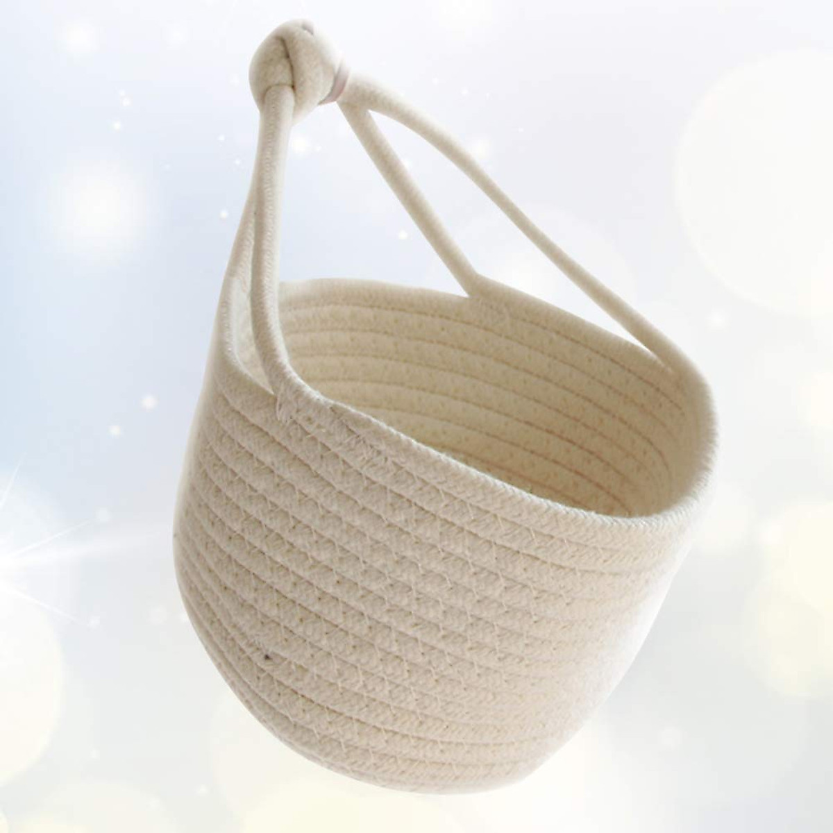 IMIKEYA Wall Hanging Rope Storage Basket Cotton Rope Wall Basket Small Hanging Basket Storage Basket Baby Nursery Organizer Bin for Clothes Toy Keys
