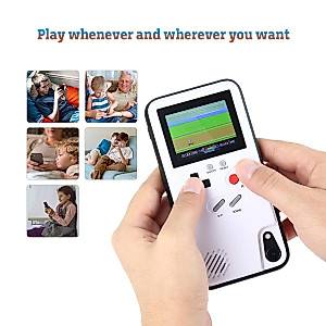 DokFin Shockproof Retro 3D Gameboy Silicone Cover with 36 Classic Games, Colour Display for iPhone X/Xs/XR/Xmax, iPhone 8/8 Plus/7/7 Plus (White)