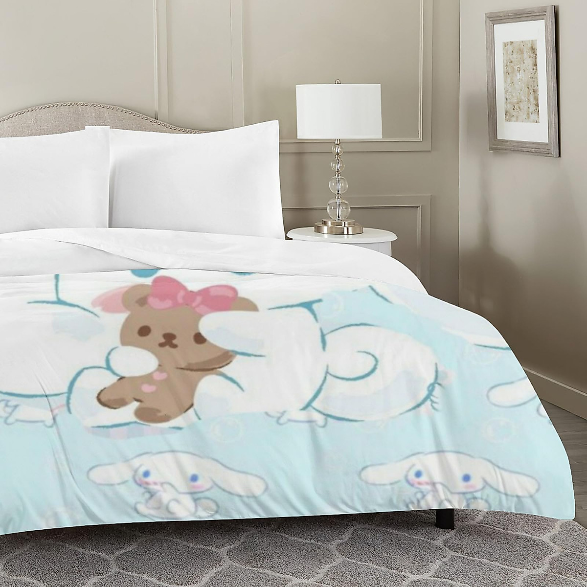 RIDD 3pcs Cinnamoroll Duvet Cover, Twin Bedding Sets, Kawaii Bedding, Anime Comforter Bedspread Quilt Cover, Kawaii Beding Gifts for Teenage Boys Girls, 2 Pillow Sham