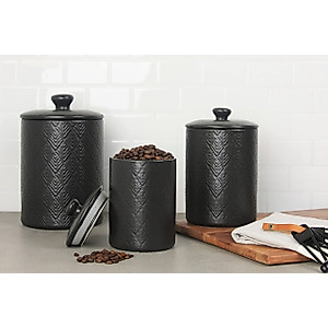 10 Strawberry Street Kitchen Canister, 3 Piece Set, Marquis Matte Black