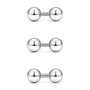 Yaalozei 14G Big Piercing Balls PA Ring Piercing Jewelry 316L Surgical Stainless Steel Externally Threaded Straight bar Barbell Tragus Helix Ring Cartilage Lobe Earring piercing Jewelry Women Men 6mm