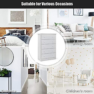 Giantex 5 Drawer Chest, Storage Dresser, Wooden Clothes Organizer Bedroom, Hallway, Entryway Furniture Large Storage Cabinet (White)