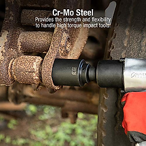 Sunex 254D, 1/2 Inch Drive, 1-11/16" Deep Impact Socket, Cr-Mo Alloy Steel, Radius Corner Design, Chamfered Openings, Dual Size Markings, Meets ANSI Standards