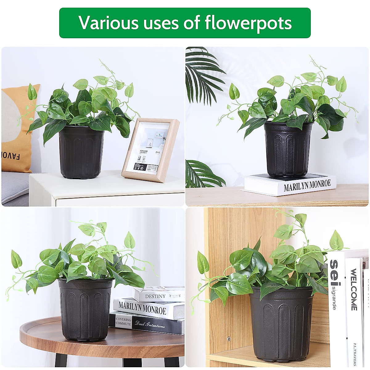 JERIA 100-Pack 1 Gallon Flexible Plant Nursery Pots with 100Pcs Plant Labels,Thickened Soft Plastic Seedling Pots,Seed Starting Pot Flower Plant Container for Succulents，Seedlings