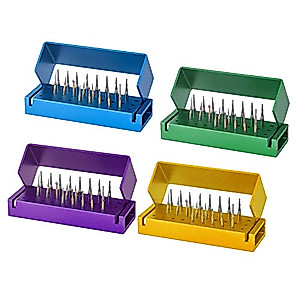 4 Pcs 30 Holes Dental Burs Holder Block Case Opening Box Dental Lab Aluminum Bur Case Organizer