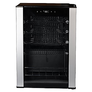 Under Counter Wine Cooler Refrigerator, Wine Fridge Built In/Freestanding, Under Cabinet Glass Door Stainless Steel Black Wine and Beverage Cellar For Home Bar With LED