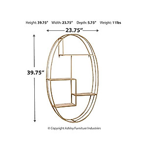 Signature Design by Ashley Elettra Modern Multi-Purpose Chic Wall Shelf, Gold Finish
