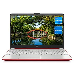 HP 15.6" HD Laptop for Business and Student, Intel Pentium Silver N5030, 16GB RAM, 512GB SATA SSD, Webcam, Media Card Reader, RJ45, HDMI, Wi-Fi, Windows 11 Home, Scarlet Red, KKE Accessories