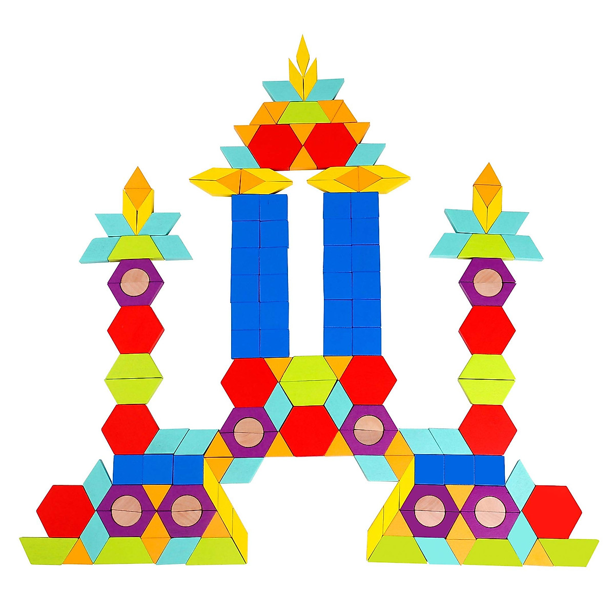 Fat Brain Toys GeoMagic Mosaics - Wooden Geometry Blocks for Kids Ages 3 to 8