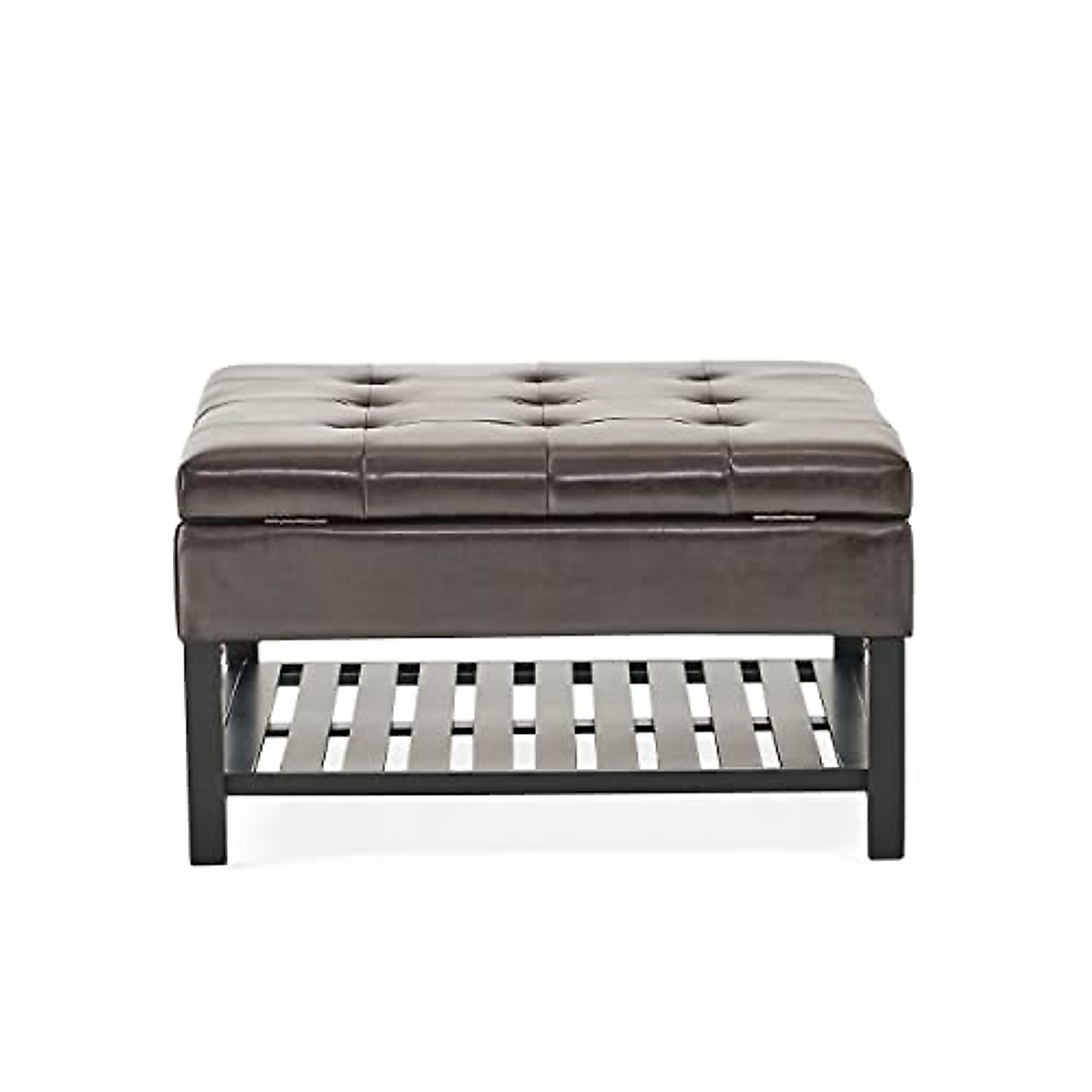 Christopher Knight Home Miriam Ottoman with Storage and Bottom Rack, Brown